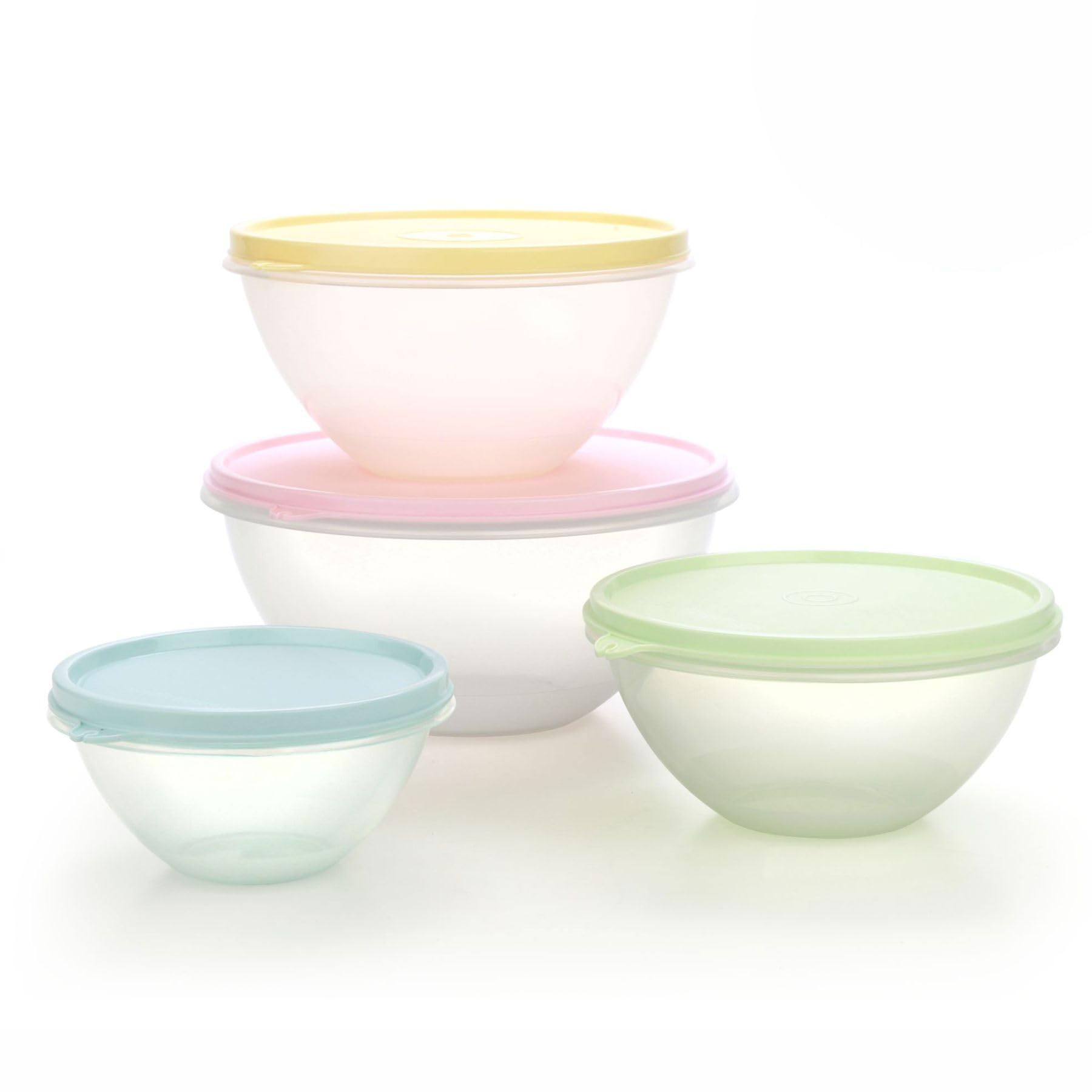 Food Storage Containers with Lids Set of 4 - 60oz, 40oz, 27oz, 13oz Meal Prep Containers Reusable Plastic β Food Safe Round Nesting Bowls with Airtight Leakproof Lids β Freezer and Dishwasher Safe