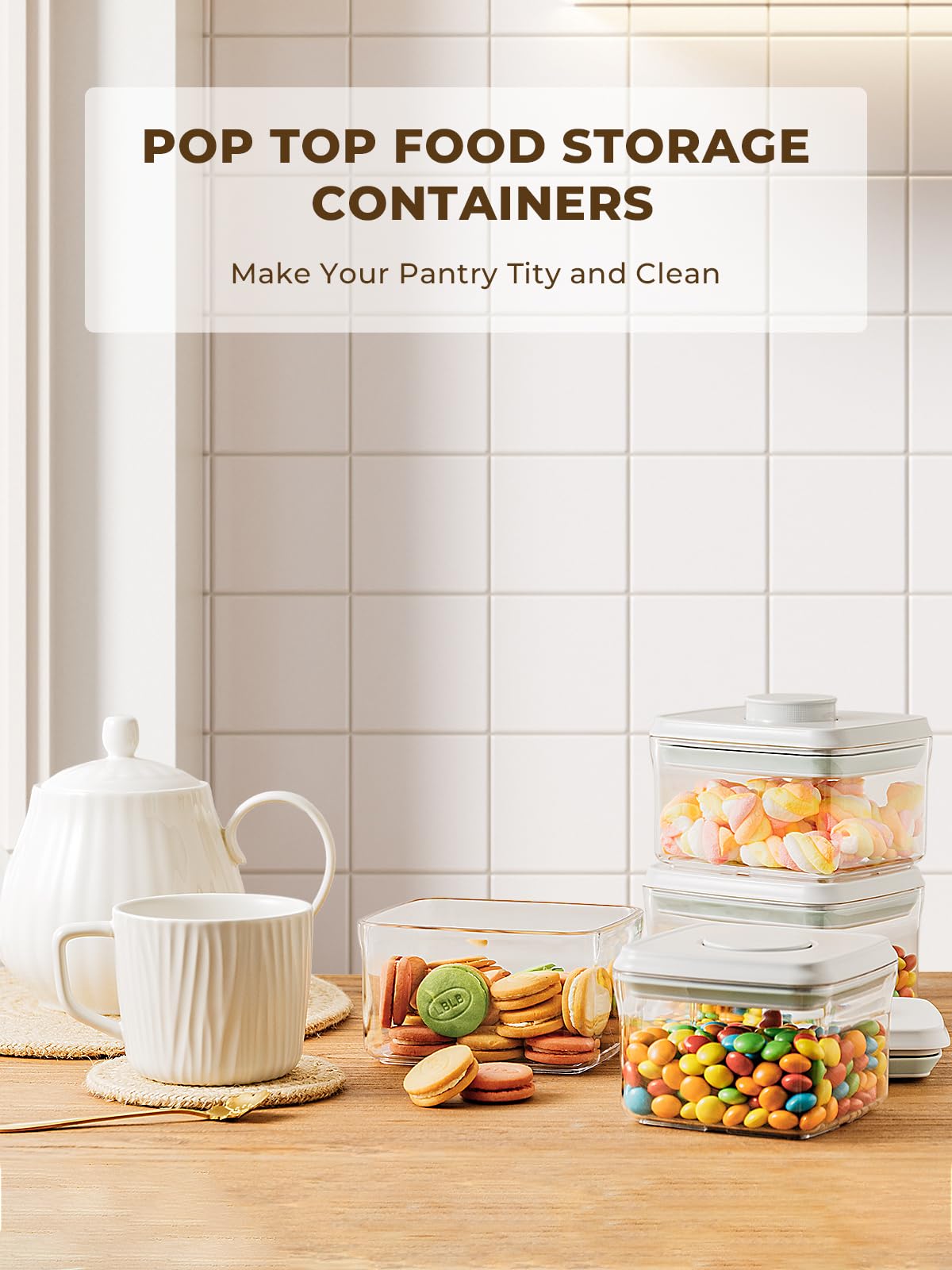 Tourdeus Mini Snack Containers - 0.3 Qt Pop Food Storage Containers, BPA Free Small Food Containers with Lids, Food-Grade Air Tight Containers Candy Jars 320ml
