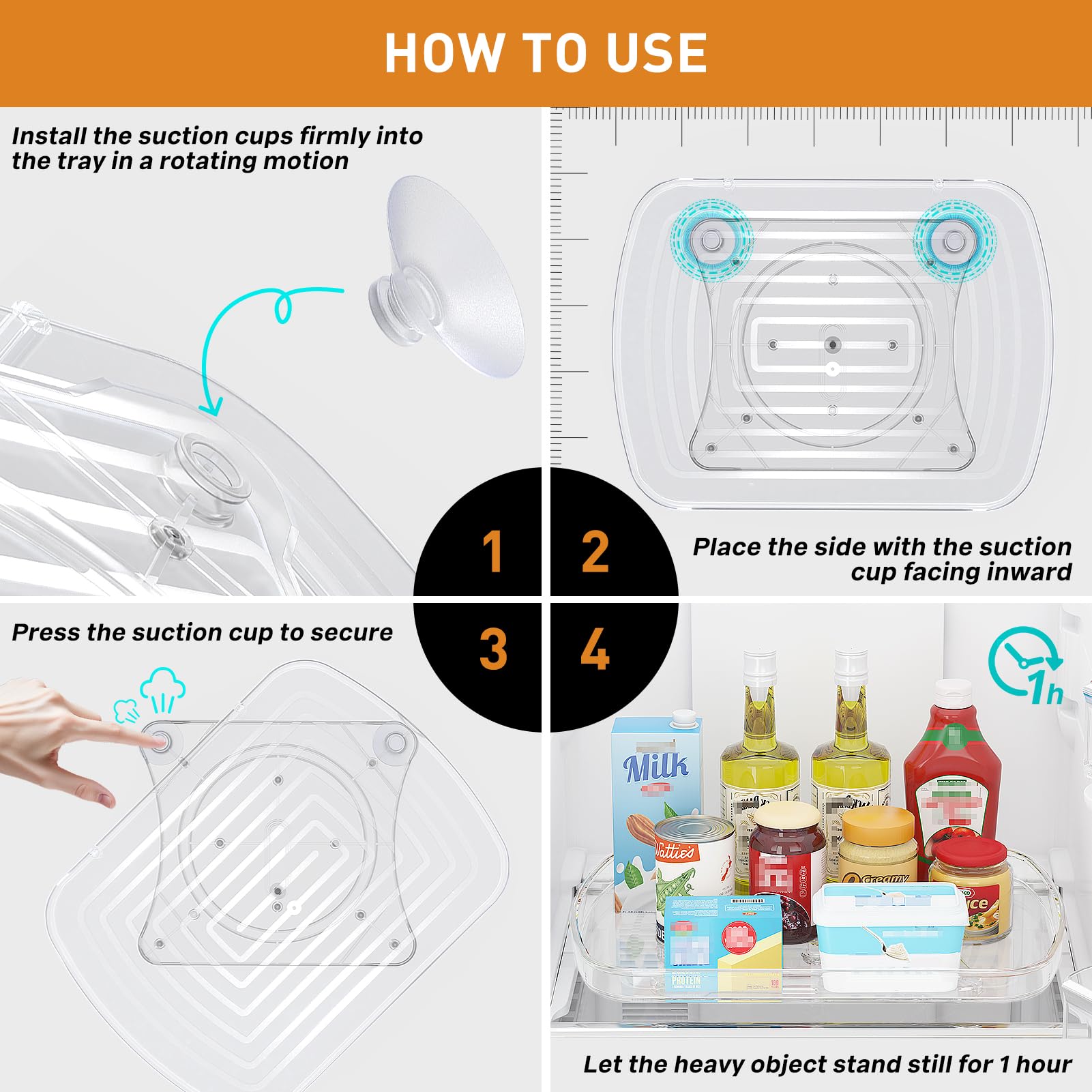 SPACEKEEPER Lazy Susan Turntable Organizer for Fridge Organization and Storage, Rectangle Turntable Lazy Susan Spice Rack for Cabinet Pantry Countertop Fridge Organizers, 2 Pack