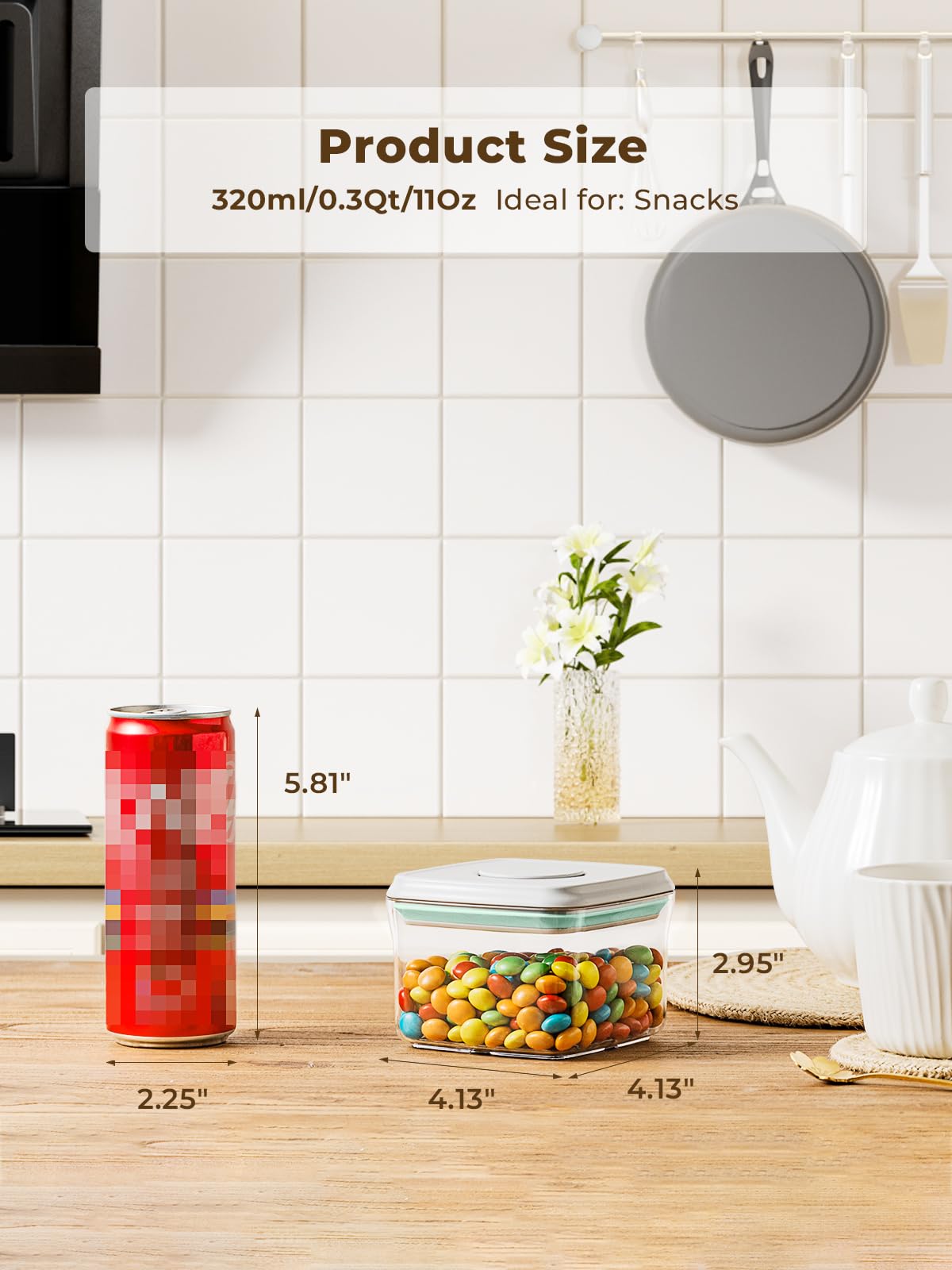 Tourdeus Mini Snack Containers - 0.3 Qt Pop Food Storage Containers, BPA Free Small Food Containers with Lids, Food-Grade Air Tight Containers Candy Jars 320ml