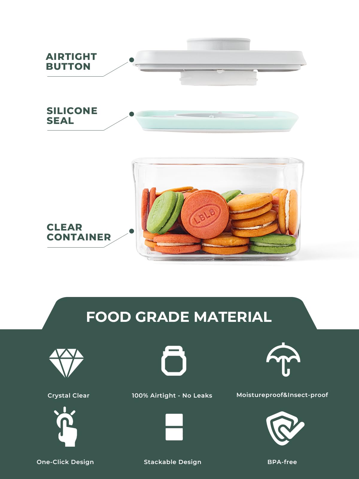 Tourdeus Mini Snack Containers - 0.3 Qt Pop Food Storage Containers, BPA Free Small Food Containers with Lids, Food-Grade Air Tight Containers Candy Jars 320ml