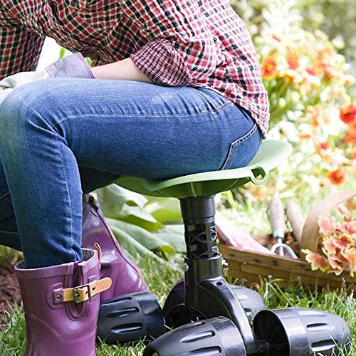Deluxe Garden Rocker Rolling Work Seat with Comfort Cushion and Patented Rocking Wheels Stool Cart |Made in USA | Model GB1321