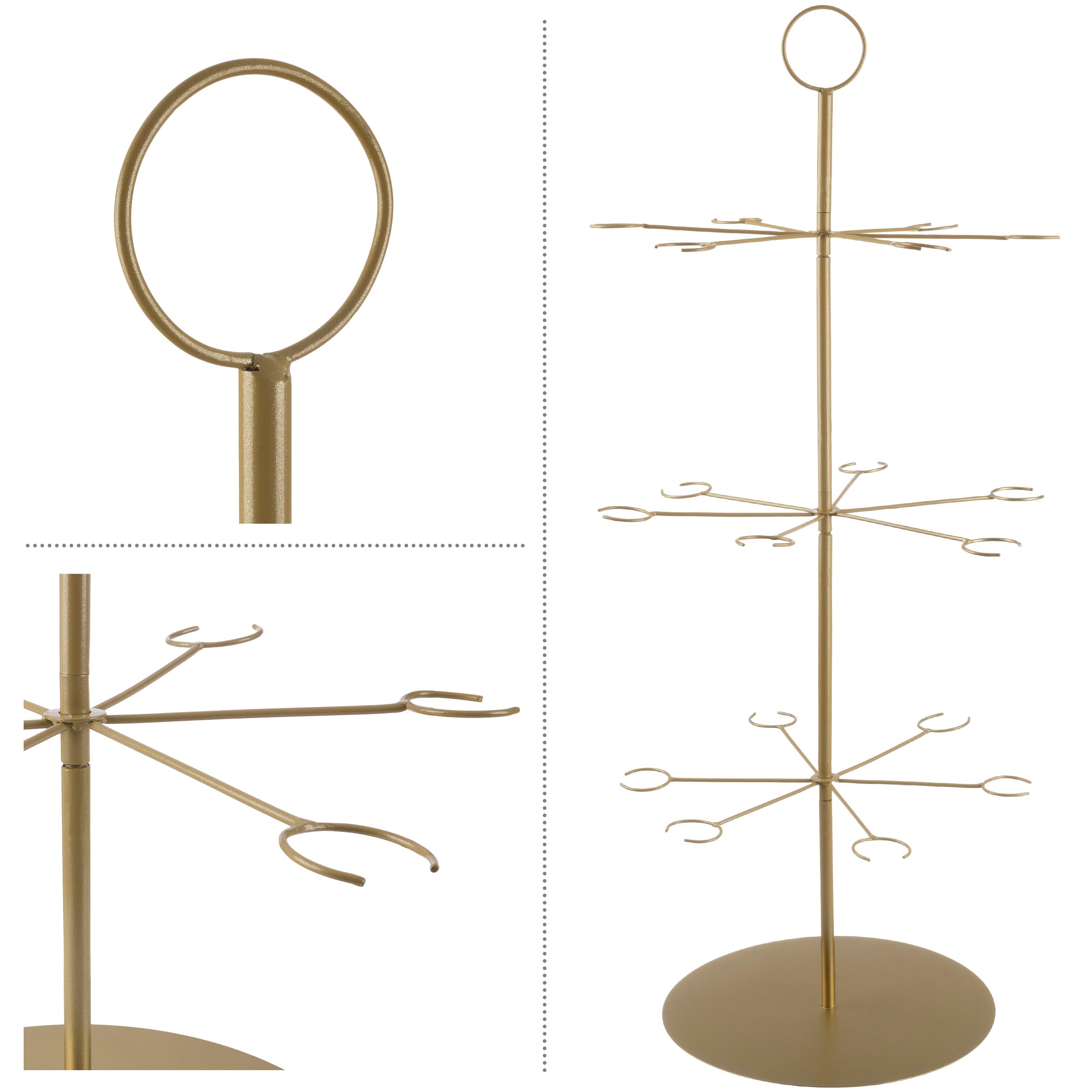Lavish Home Cocktail Tree Stand - 3-Tier Champagne Tower Holds 18 Stemware Glasses - For Wedding, Shower, or Engagement Party Decorations (Gold)