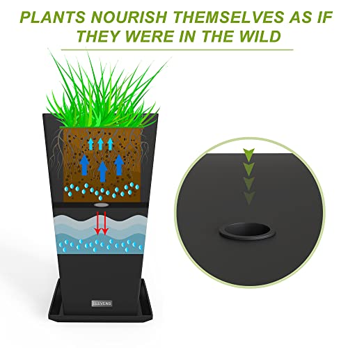Elevens Outdoor Planter Larger Flower Pots Indoor Taper Garden V-Shape Tall Planters 30 inches Garden Pots Planter - Black(2 Packs)