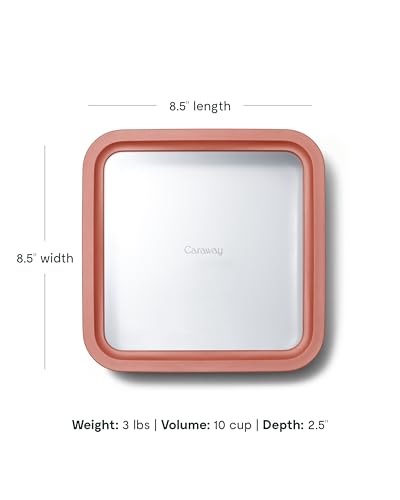 Caraway 2pc Glass Food Storage Set - 10 Cup Food Containers (2) - Ceramic Coated - Non Toxic, Non Stick Lunch Box with Lids. Dishwasher, Oven, & Microwave Safe - Perracotta