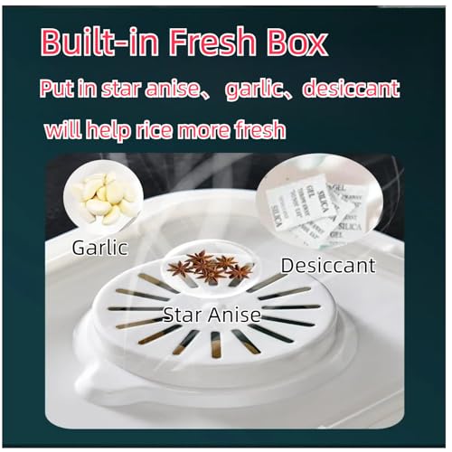 Azipehkx 22 Lbs Rice Dispenser,Container Sealed Moisture Proof with Measuring Cup for Kitchen Pantry Household, BPA-Free,Light Grey