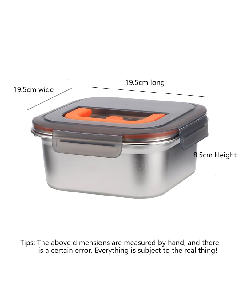Generic Modern Eco-Friendly 304 Stainless Steel Leak Proof Containers with Silicone Lids - Rectangular Lidded Airtight Food Storage for School, Daycare, Office Lunches, Picnics, Travel Snacks
