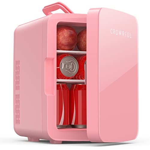 CROWNFUL Multifunctional Mini Fridge, 10 Liter/12 Can Portable Cooler and Warmer Personal Fridge for Skin Care, Food, Medications, Plugs for Home Outlet & 12V Car Charger Included, ETL Listed