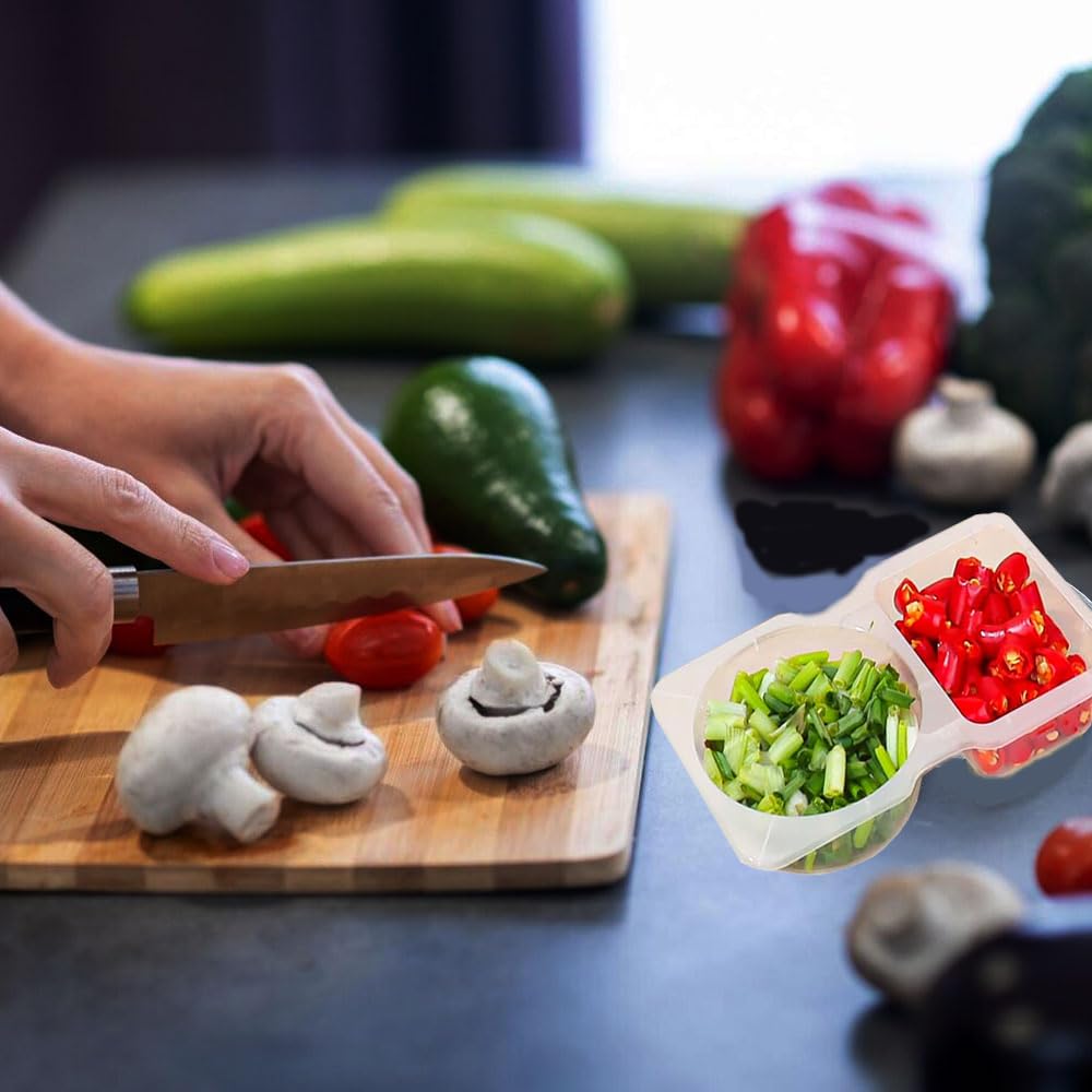Dual Compartment Containerfor for Condiment, Dip, Sauce, Sampling and Travel Snacks,Portable Reusable Sauce Container,5Pcs Double Compartment Condiment Containers with Lids