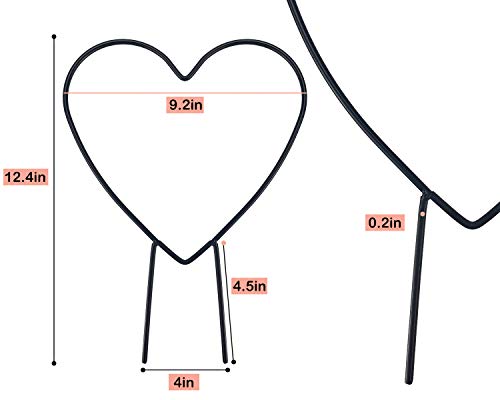 MIXXIDEA Metal Trellis for Climbing Plants Outdoor Decorative Small Trellis for Potted Plants Rust Proof Garden Plant Trellis for Pots Heart Shaped Pack of 2 - Black