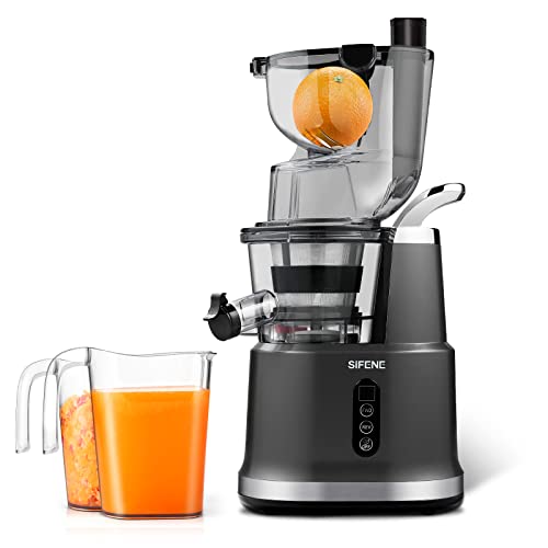 SIFENE Vertical Cold Press Juicer, Slow Masticating Juicer Machine, Juice Maker Extractor with 3.2" Big Mouth for Whole Fruits and Vegetables, Easy to Clean