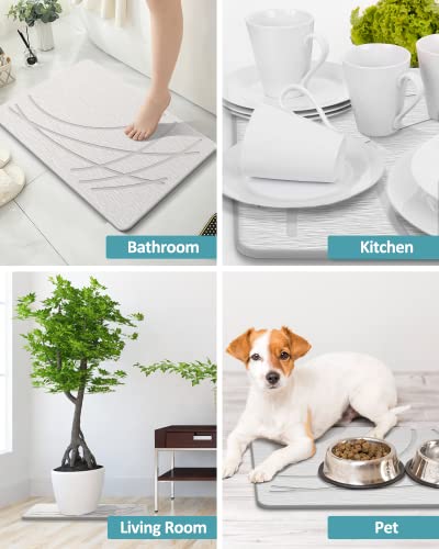 Stone Bath Mat, Diatomaceous Earth Shower Mat Nonslip Super Absorbent Quick Drying Bathroom Floor Mat for Kitchen Counter, Natural Bathroom Mat Stone Easy to Clean (23.7 x 15 .5inch)