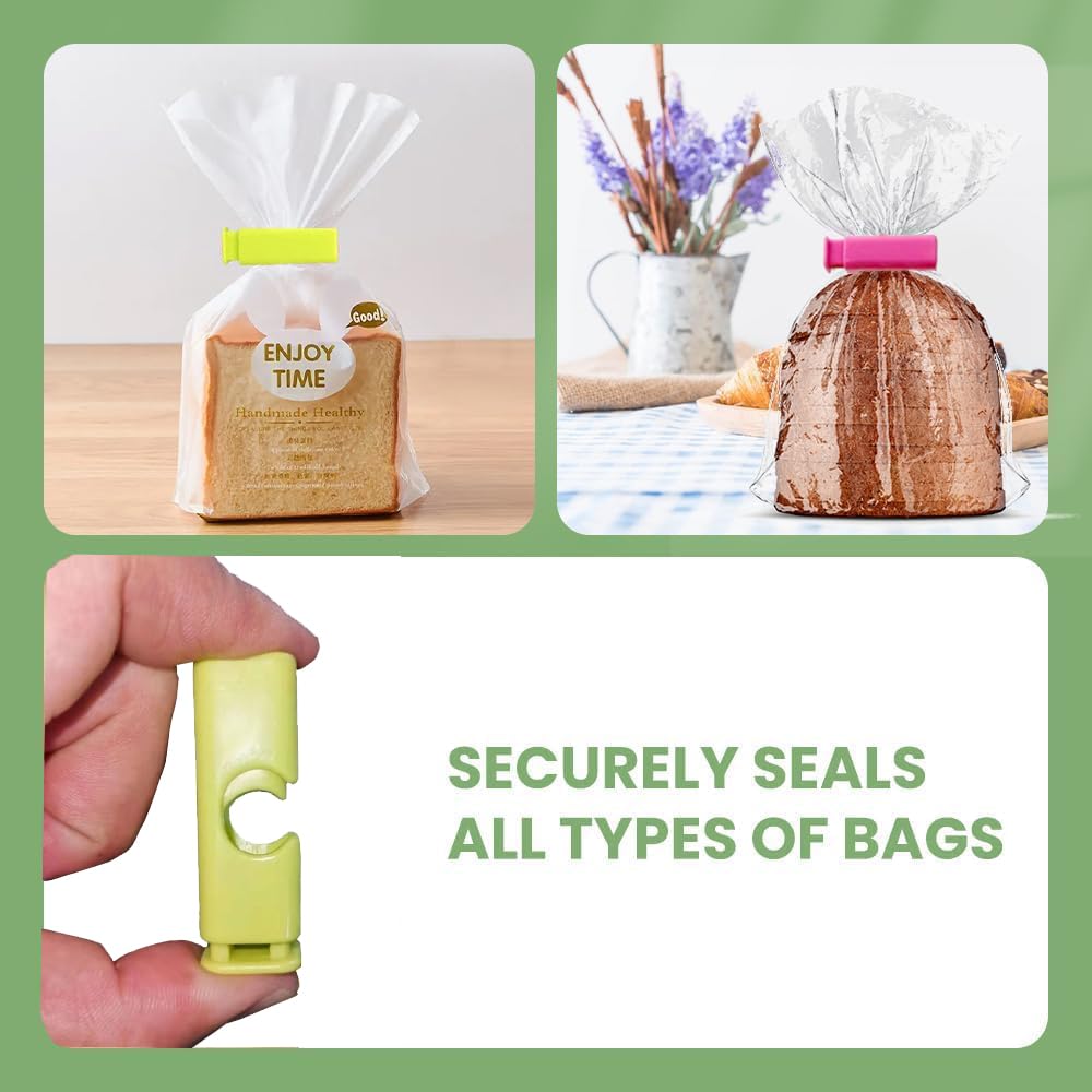 wanh Bread Bag Clips Reusable,Snack Bread Wrapper Sealing Clip to Keep Bread Fresh, Bread Ties Bag Closures Closer Cinchers,Squeeze and Lock Bread Clips for Food Storage (8Pcs Pink)