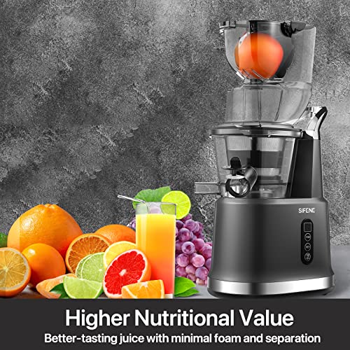 SIFENE Vertical Cold Press Juicer, Slow Masticating Juicer Machine, Juice Maker Extractor with 3.2" Big Mouth for Whole Fruits and Vegetables, Easy to Clean