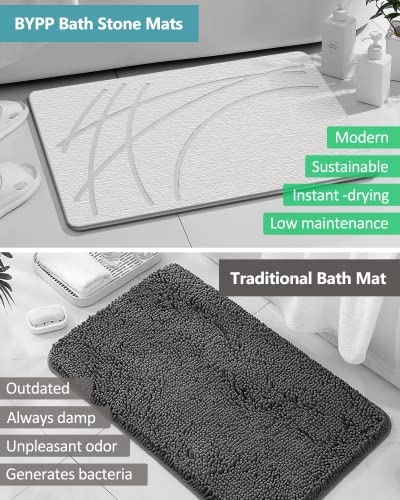 Stone Bath Mat, Diatomaceous Earth Shower Mat Nonslip Super Absorbent Quick Drying Bathroom Floor Mat for Kitchen Counter, Natural Bathroom Mat Stone Easy to Clean (23.7 x 15 .5inch)