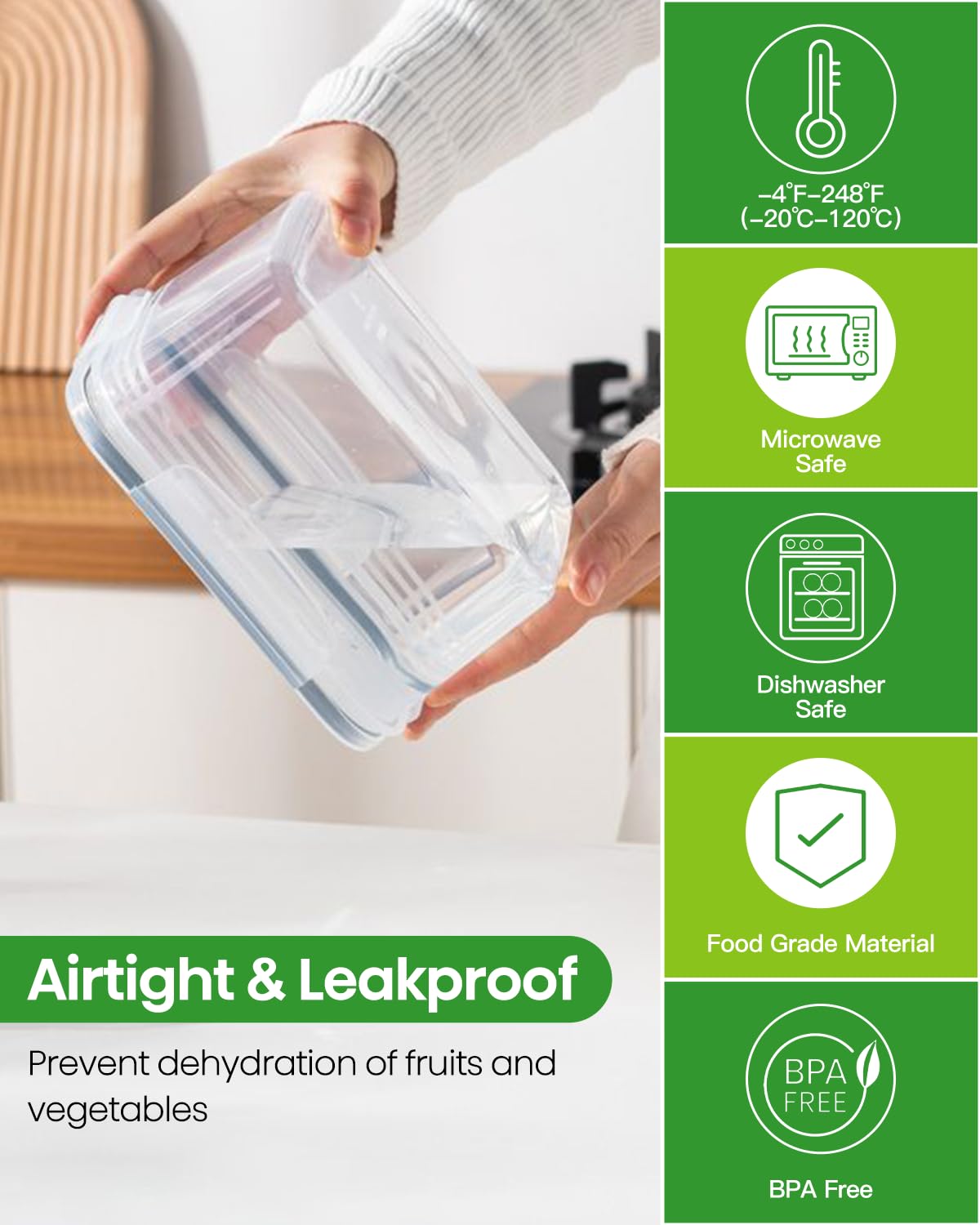 Extra Large 7 Pack Fruit Containers for Fridge,Stackable Refrigerator Organizer Bins with Removable Colander,Dishwasher & Microwave Safe Produce Containers Keep Fruits, Vegetables, Meat Fresh longer