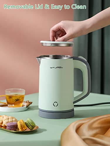 WTJMOV Small Electric Kettle Stainless Steel, 0.8L Portable Tea Kettle Auto Shut-off, Low Power Hot Water Kettle for Camping, Travel, Office and More