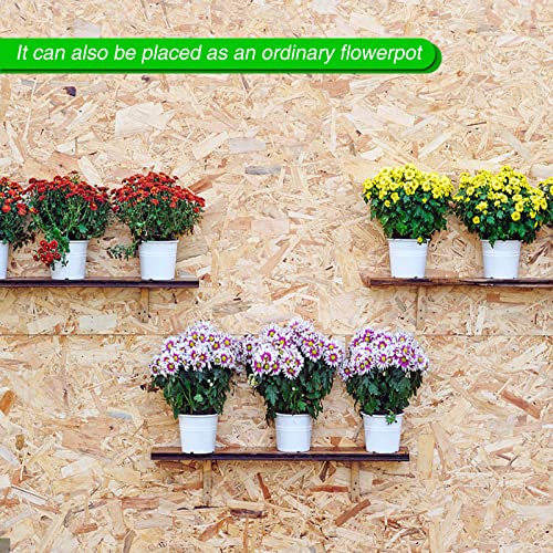 4 Inch Metal Iron Hanging Flower Plant Pots,10 Pack Colorful Balcony Garden Planters with Hanging Fence Plant Planter with Detachable Hook (White)
