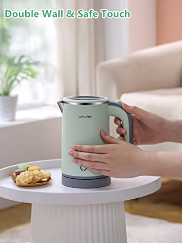 WTJMOV Small Electric Kettle Stainless Steel, 0.8L Portable Tea Kettle Auto Shut-off, Low Power Hot Water Kettle for Camping, Travel, Office and More