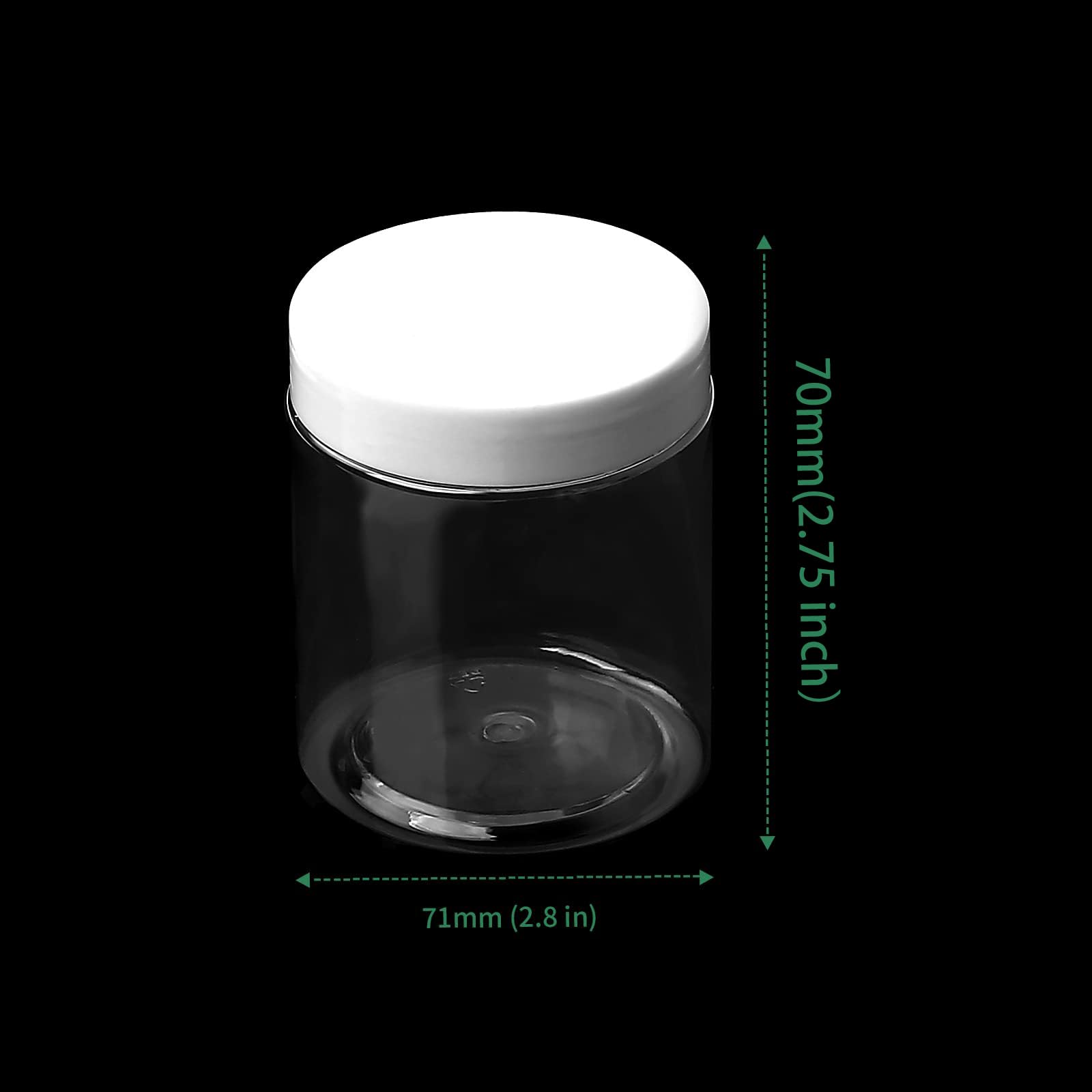 YUENPUN 30 Pack 7oz Plastic Jar Storage Container, Clear Slime Jars with White Lids, Refillable Empty Containers, Wide Mouth Storage Jars for Kitchen Dried Fruit,Seasoning and Cosmetic Cream
