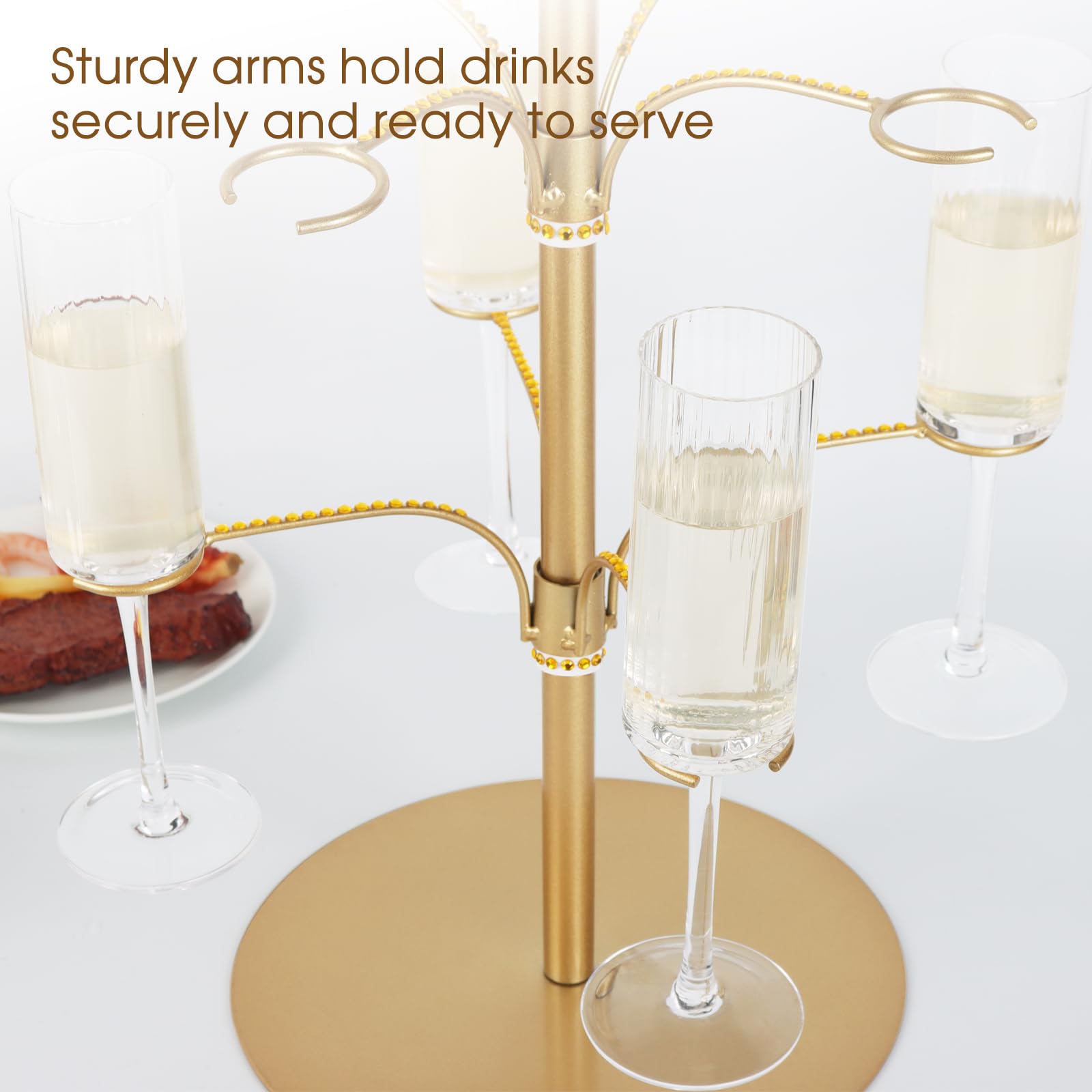 ALIMOTA Cocktail Tree Stand for Drinks Champagne Tower Wine Glasses Holder, 3 Tier 12 Holders, Bar Home Drinks Tree Display Suitable for Gin, Cocktails, Champagne, Wine