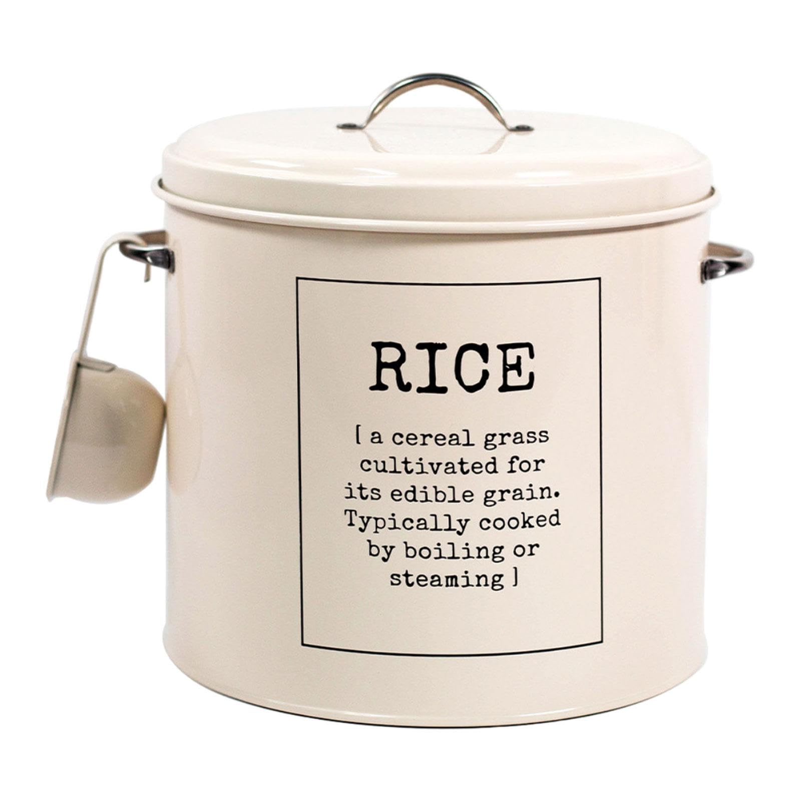 Stainless Steel Rice Storage Box with Lid and Spoon, Large Food Storage Containers, Great Rice Canisters Sets, Kitchen Countertop Organizer Jar for Rice/Flour/Soybean/Grain, Style B