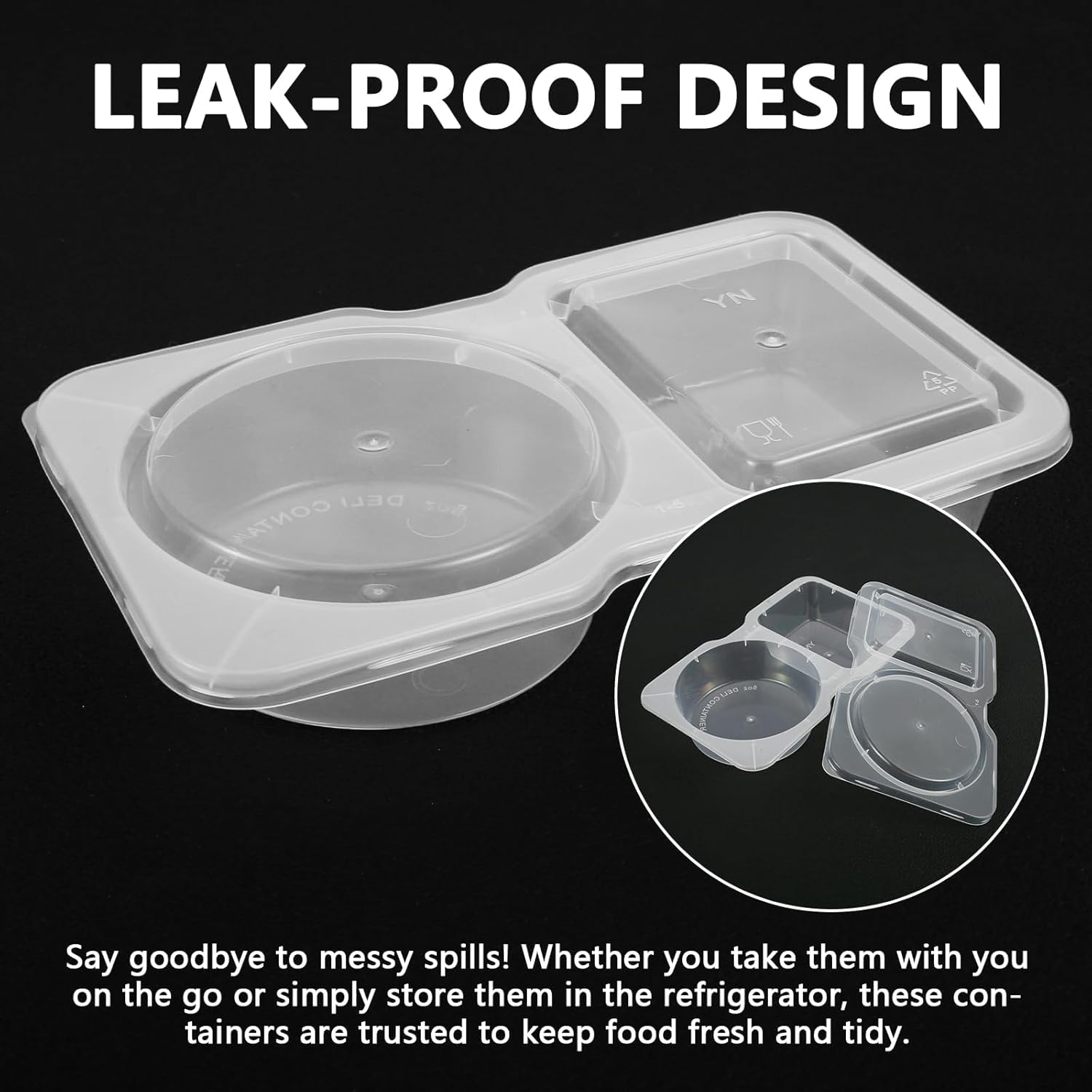 20PCS Double Compartment Condiment Container, Portable Reusable Sauce Container with Lids, Dual Compartment Container for Takeaway Sauces, Dips and Sampling