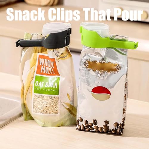 4PCS Food Bag Sealing Clip with Pour Spout, Versatile Food Clip with Spout, Chip Bag Clips, Bread Bag Clips, Oatmeal and Coffee Great Clips Bags for Kitchen (Mix)