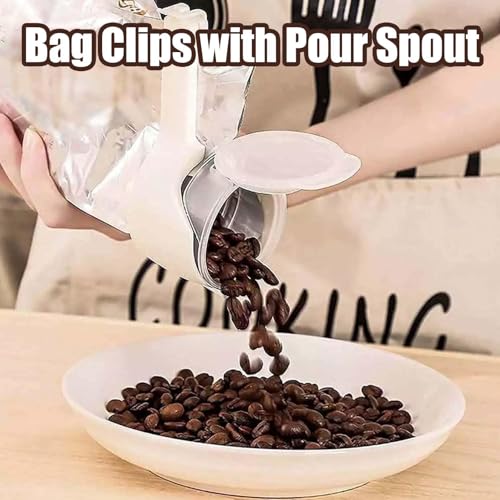 4PCS Food Bag Sealing Clip with Pour Spout, Versatile Food Clip with Spout, Chip Bag Clips, Bread Bag Clips, Oatmeal and Coffee Great Clips Bags for Kitchen (Mix)
