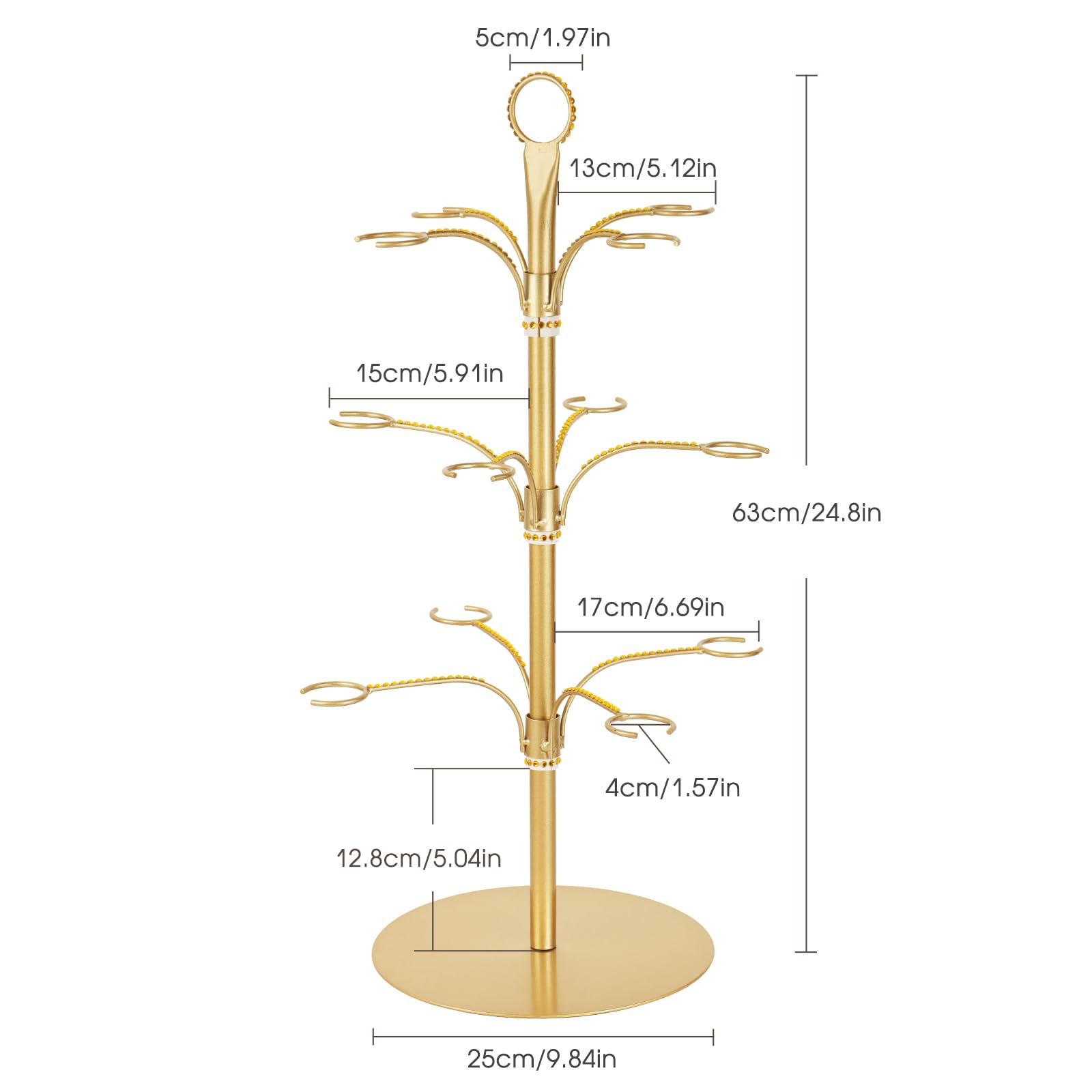 ALIMOTA Cocktail Tree Stand for Drinks Champagne Tower Wine Glasses Holder, 3 Tier 12 Holders, Bar Home Drinks Tree Display Suitable for Gin, Cocktails, Champagne, Wine
