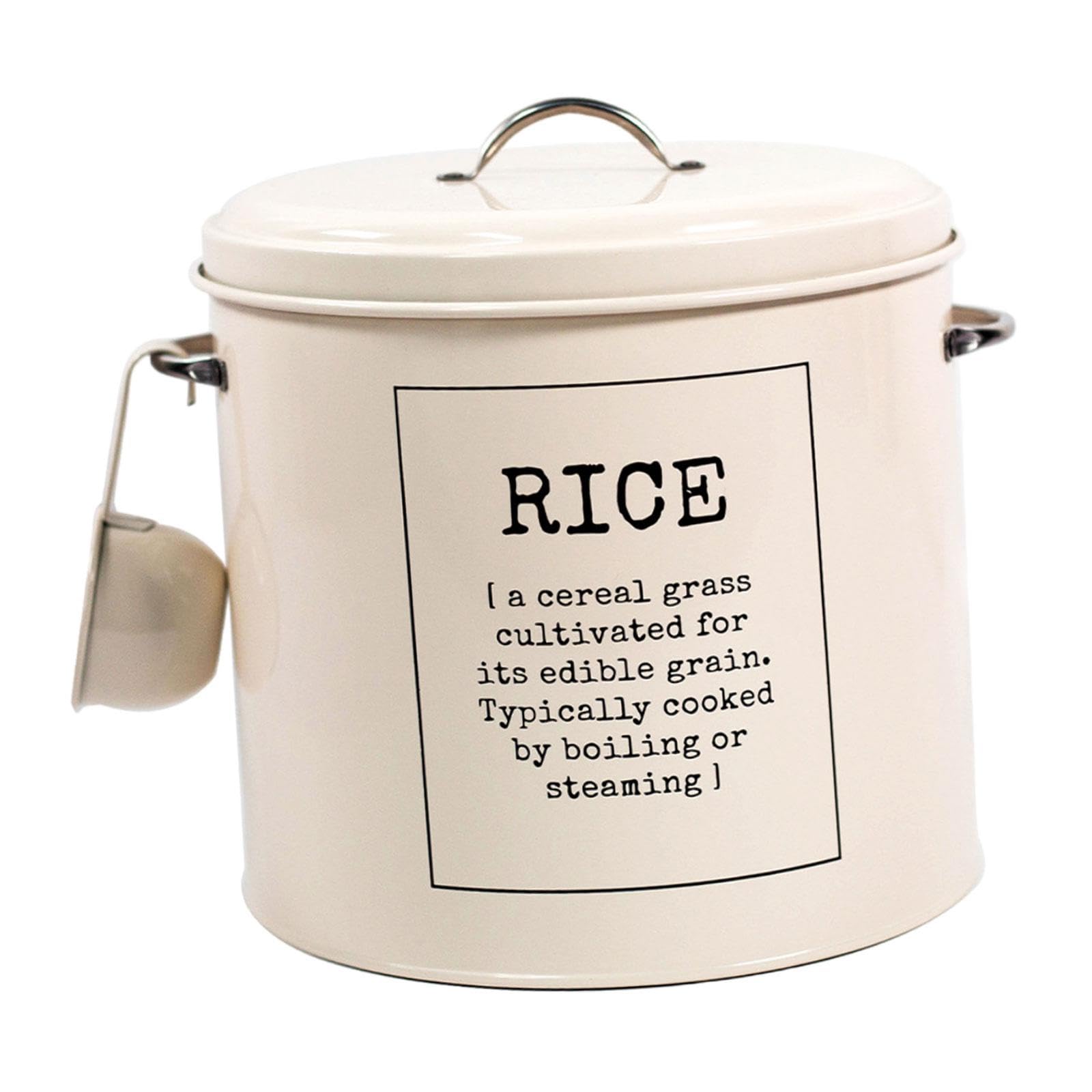 Stainless Steel Rice Storage Box with Lid and Spoon, Large Food Storage Containers, Great Rice Canisters Sets, Kitchen Countertop Organizer Jar for Rice/Flour/Soybean/Grain, Style B