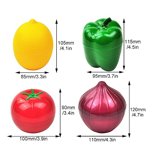 4pcs Fruit Container Refrigerator Vegetable and Fruit Storage Containers Reusable Food Saver Vegetable Shaped Food Saver (Onion Tomato Lemon Green Pepper)(COLOR:Multi)
