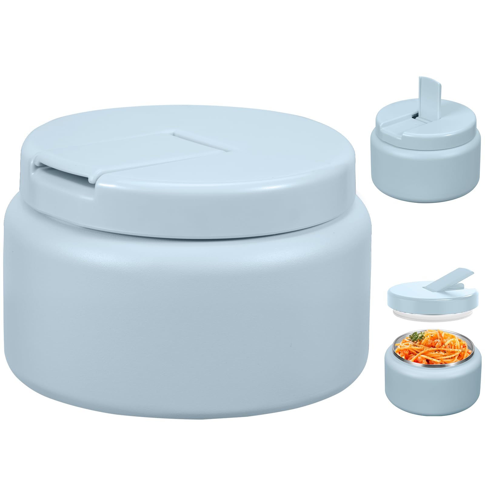 Reeple 2025 13.5oz Kids Soup Thermo for Hot Food Vacuum Insulated Food Jar with Buckle Lid, Stainless Steel Wide Mouth Leak Proof Lunch Container for School Picnic Travel, Blue
