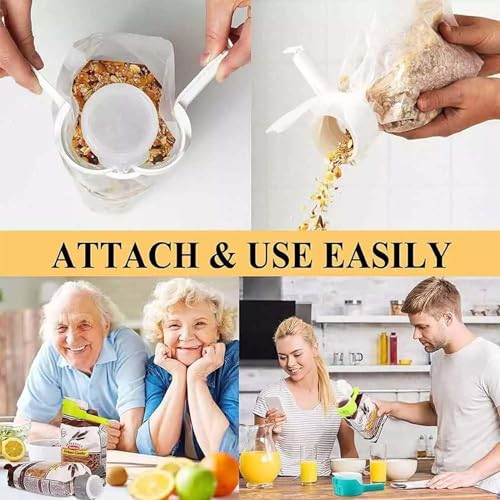 4PCS Food Bag Sealing Clip with Pour Spout, Versatile Food Clip with Spout, Chip Bag Clips, Bread Bag Clips, Oatmeal and Coffee Great Clips Bags for Kitchen (Mix)