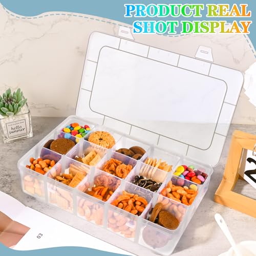 Hiitytin Snack Box Container with 15 Adjustable Compartments Multi Snack Container Divided Organizer Box for Travel School Picnics