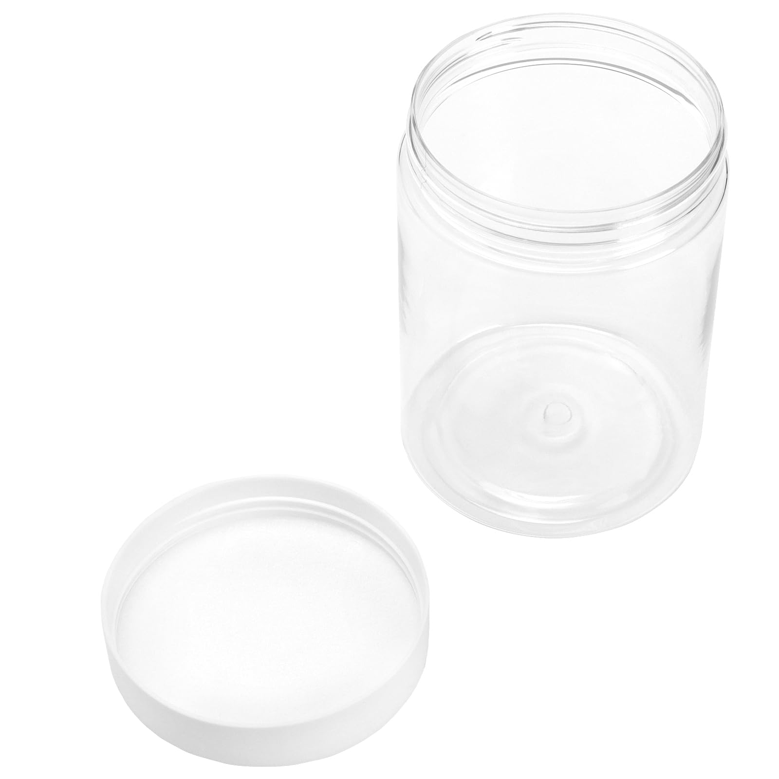 YUENPUN 30 PCS 10 OZ Slime Containers with White Lids, Wide Mouth Small Plastic Cosmetic Jars, Clear Plastic Slime Containers, Round Storage Jars for Lotion, Cream, Beauty Products