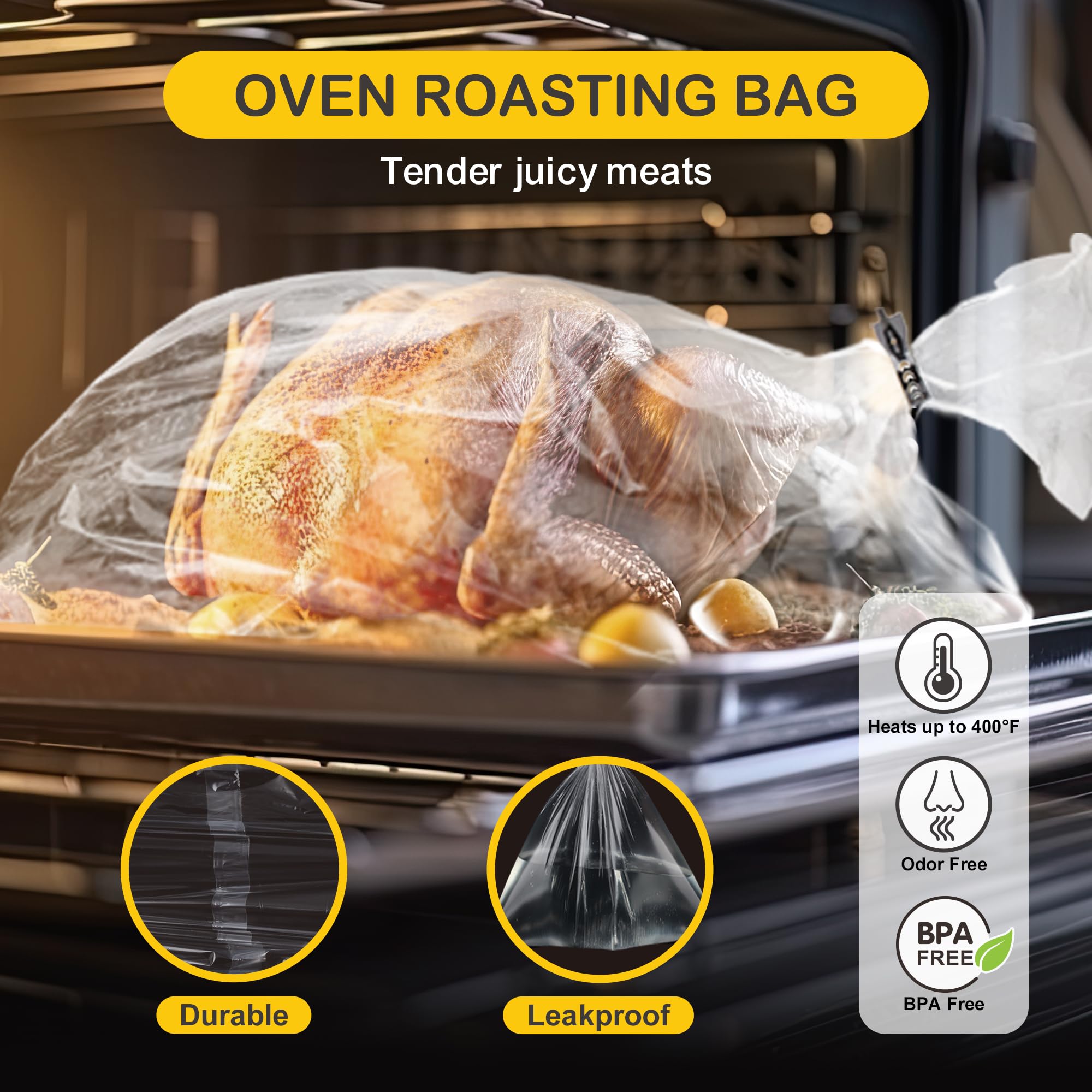 ebelbo 12 counts 19"x 23.5" Turkey Bags Multipurpose: Oven Cooking Roasting Freezer Baking Bags for Chicken Seafood/Home and Garden Bags for Harvest