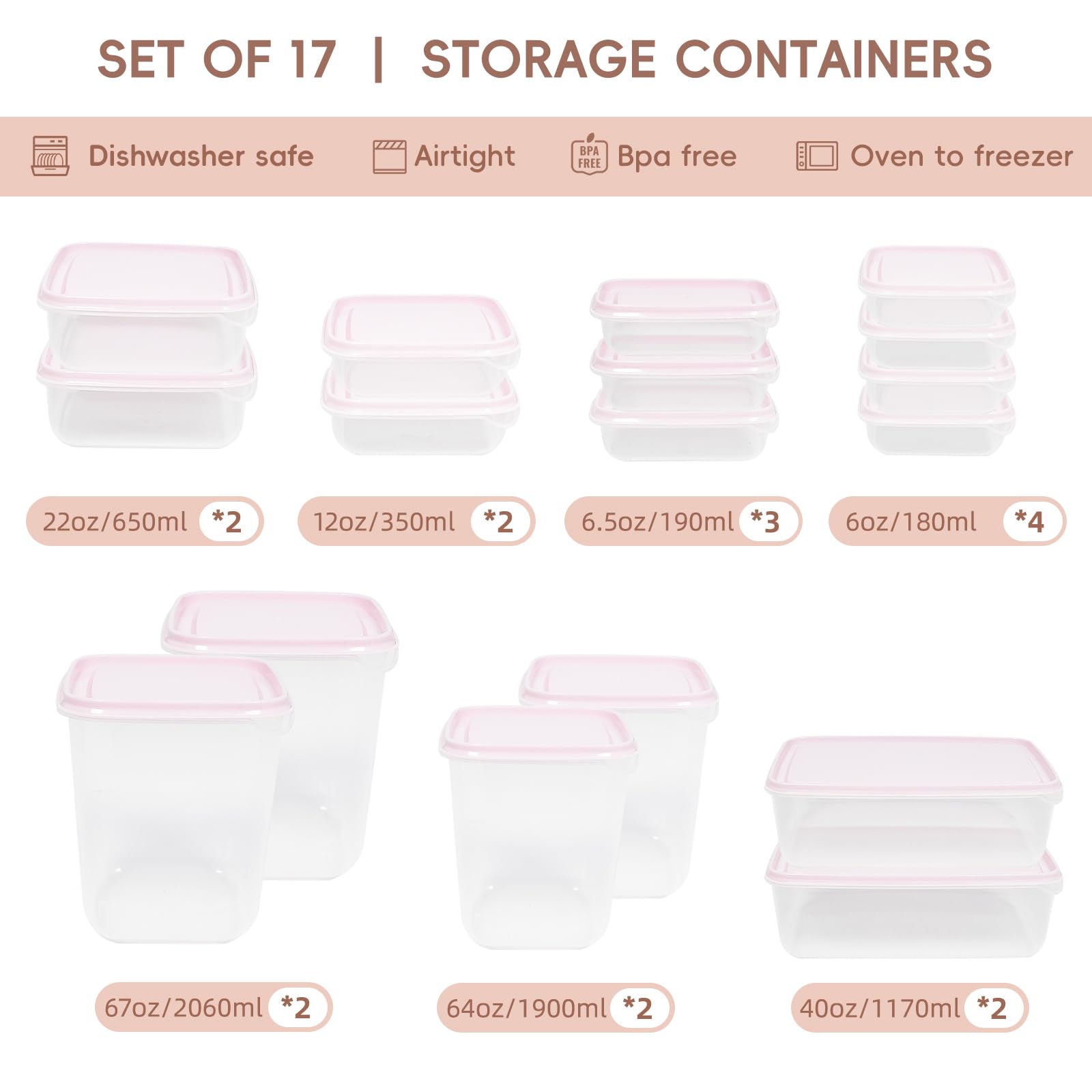 ECO-TOGO Plastic Food Storage Containers with Lids (17-Pack)