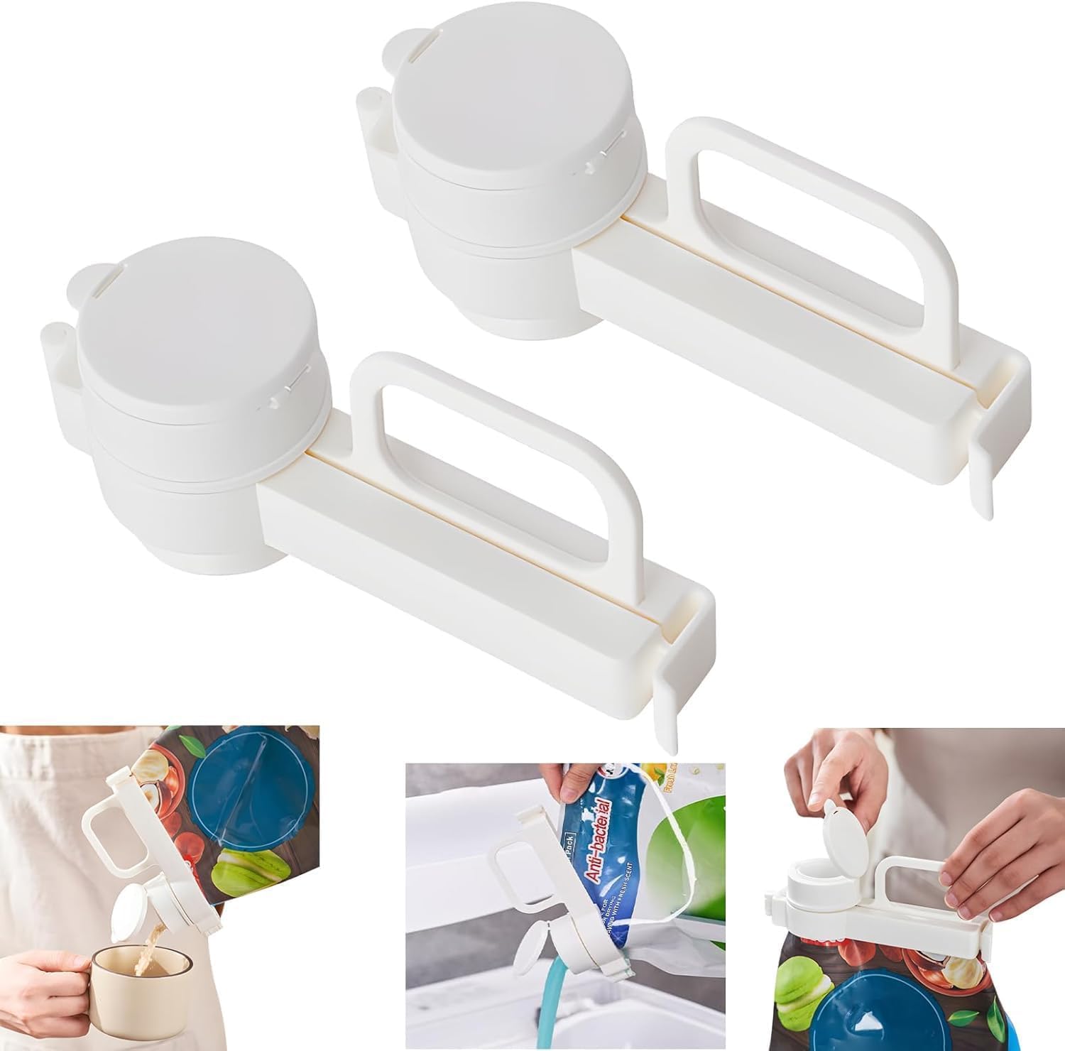 2PCS Food Bag Clips with Pour Spout Food Bag Clip with Pour Spout Bag Spout Clip Suitable for Flour, Snack Bags Clips for Kitchen Bag Sealing Clip with Pour Spout Bag Clips for Food Storage (2PCS)