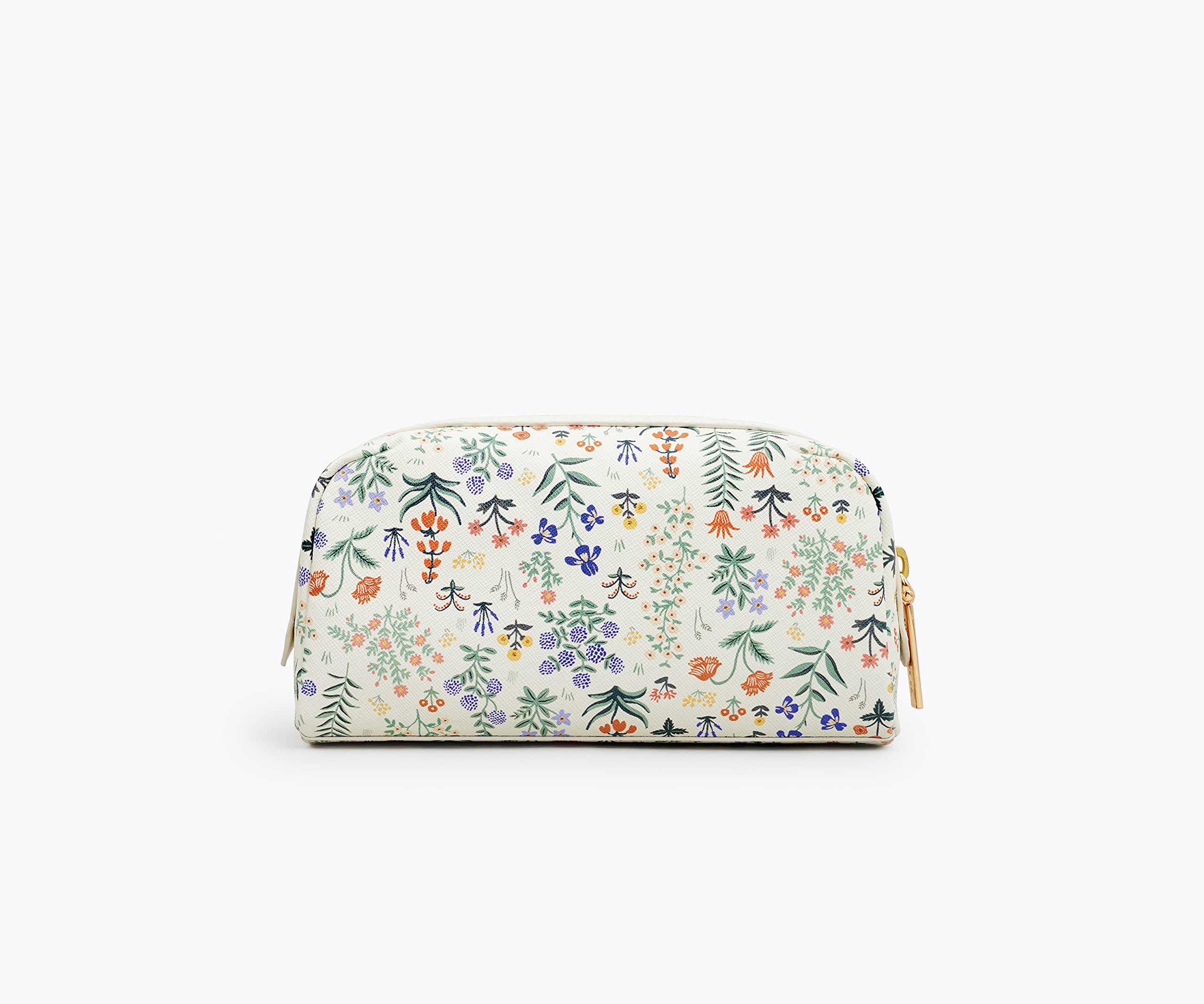 RIFLE PAPER CO. Small Cosmetic Pouch | Store Small Accessories, Gold Zipper, Printed In Full Color With Stylized Pattern & Foil Stamped Logo, Wipe Clean (7" L × 4.25" W × 2.5" H), Menagerie