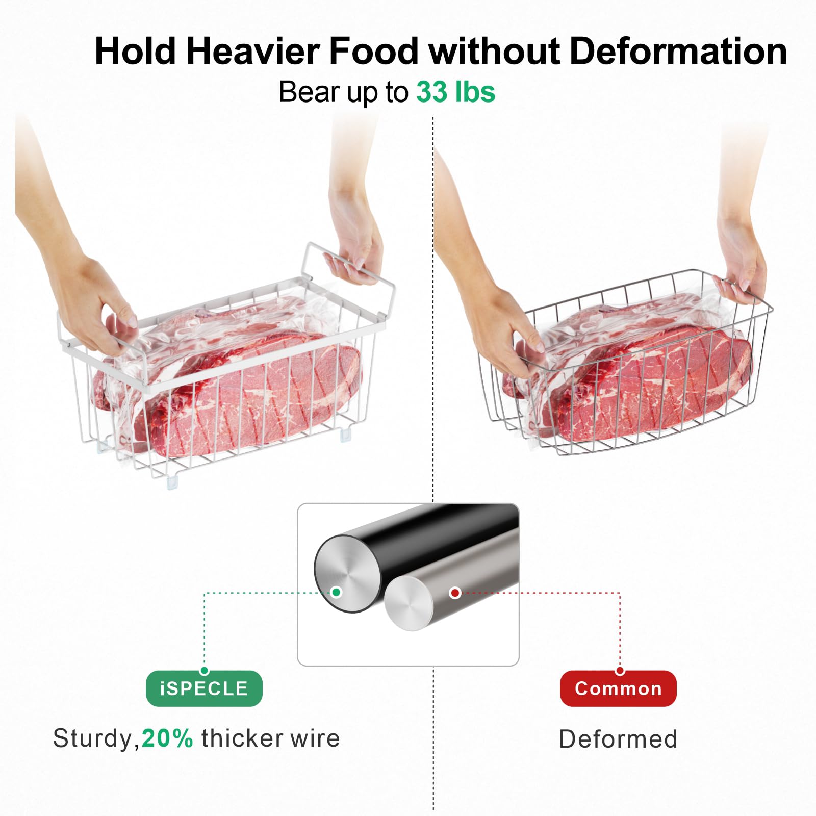 iSPECLE Deep Freezer Organizer Bins - 4 Pack Stackable Small Freezer Organizer Bins for 5 to 9 Cu.FT Small Chest Freezer Sort Frozen Food Easy to Get Food from Bottom without Digging in Freezer, White