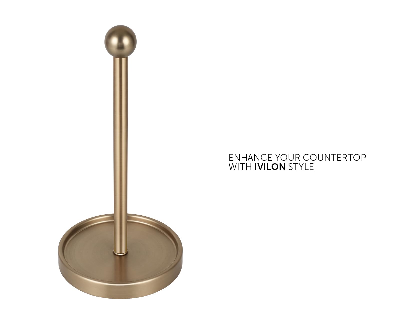 Ivilon Countertop Paper Towel Holder - Modern Sleek Ball Minimalist Design - Color Warm Gold