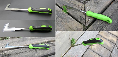 FITOOL Stainless Steel Garden Tool - Premium Garden Hand Tool - Stainless Steel Blade Mirror Polishing - with Soft Dual-Color Ergonomic Handle (Patio Weeder)