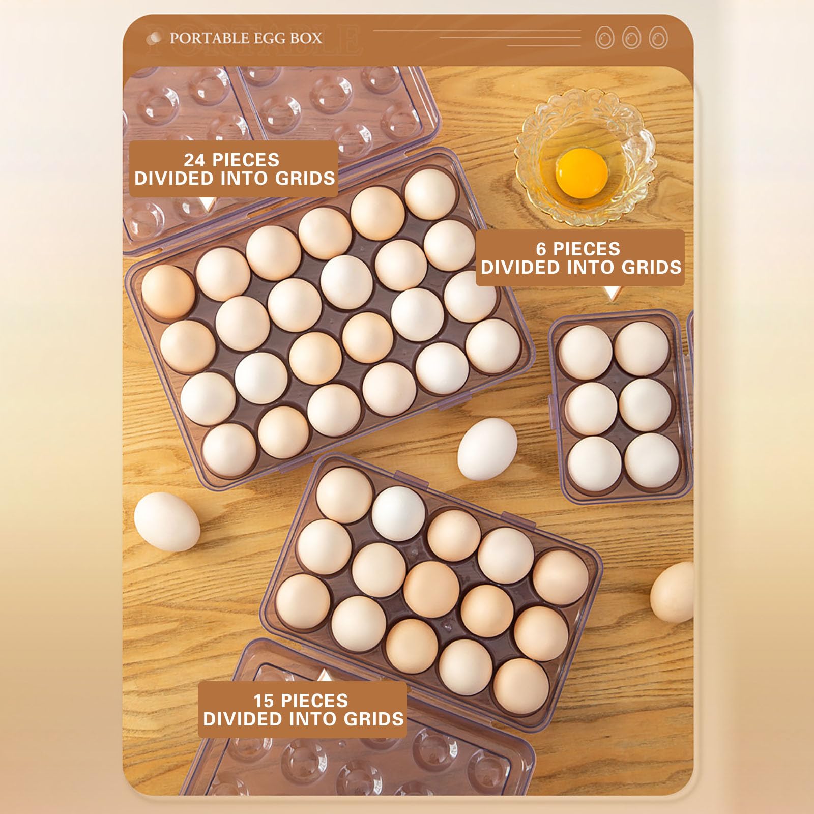 CENGNIAN Clear Egg Cartons, Egg Cartons Bulk Plastic Egg Holders for Home Ranch Chicken Farm Market Display 6/15/24-cavity (S)