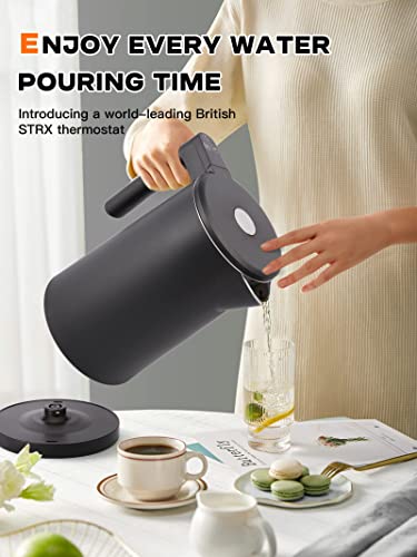 JOYHILL Electric Kettle Temperature Control,6 Variable Temperature Tea Kettle, Stainless Steel Interior 12 Hours Keep Warm,1500W Hot Water Boiler with STRIX Thermostat and Boil-Dry Protection,Black