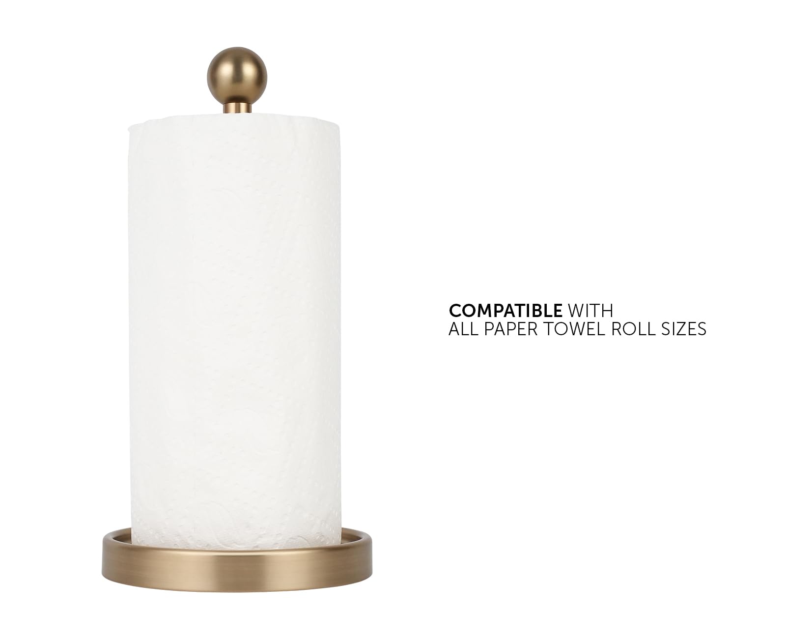 Ivilon Countertop Paper Towel Holder - Modern Sleek Ball Minimalist Design - Color Warm Gold