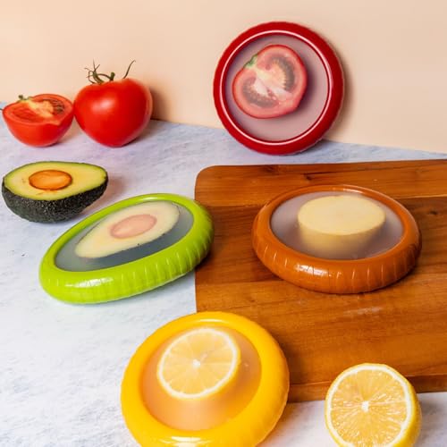 Generic Silicone Fruit Storage Box, Silicone Fruit Storage Containers, Avocado Saver, Onion Storage, Tomato Holder, Reusable Silicone Fruit Storage for Fridge Keep Fresh Vegetable, Fruit (MIX-4PCS)