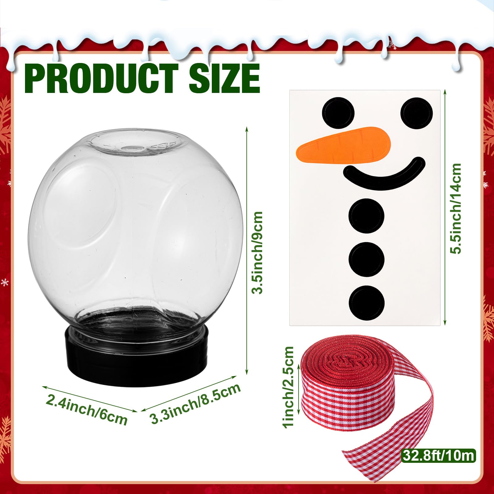 Jingmore 36 Pcs Plastic Candy Jars for Christmas Party Favors Snowman Christmas Candy Jars with Lids Clear Xmas Cookie Jar Container Chocolate Storage Jar with Stickers, Ribbon for Marshmallow Gift