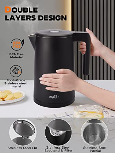JOYHILL Electric Kettle Temperature Control,6 Variable Temperature Tea Kettle, Stainless Steel Interior 12 Hours Keep Warm,1500W Hot Water Boiler with STRIX Thermostat and Boil-Dry Protection,Black