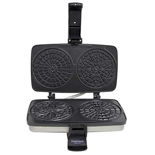 Chef's Choice Pizzelle Maker Toscano PizzellePro Features Nonstick Surface and Even Heating for Two Baked Treats in Seconds, 2-Slice, Silver